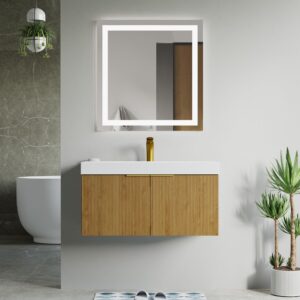 dowell series 032 single bathroom vanity set with resin basin, 36", oak natural