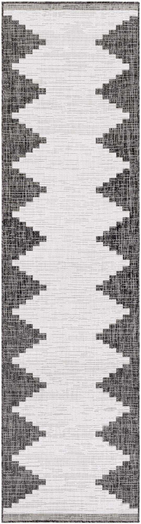 Hauteloom Djugun Living Room, Bedroom Patio Outdoor Area Rug - Contemporary - Black,Charcoal,Off White - 6'7" x 9'