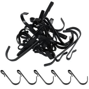 piutouyar 20 pack s shaped hanger hooks, black j shaped hook stainless steel clip-on hook heavy duty hanging hooks for home kitchen bedroom