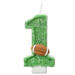 casapopz football birthday number candles for cake green number 1 candle 1st football cake topper cupcake topper for football birthday party decorations supplies favors