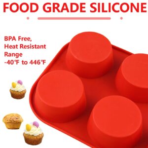 Silicone Egg Bite Molds for Baking, 6 Cavity Round Egg Molds Cups Non-Stick Egg Muffin Top Baking Pans Dash Egg Bite Maker for Egg Breakfast Hamburger Sandwiches Omelets Whoopie Pie with Oil Brush