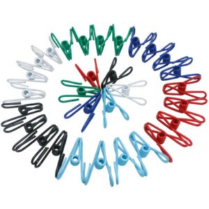 30Pack Chip Clips, 2 Inch, Vibrant Colors, Utility Steel PVC-Coated Clips，Food - Paper Holder, Clothesline Clip for Laundry Hanging, Kitchen Bags, Multipurpose Clothes Pins