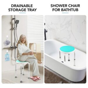 Shower Stool for Inside Shower,Adjustable Shower Chair for Inside Tub with Anti Slip Bath Seat, Small Shower Chair for Elderly and Disabled, Adjustable Bath Stool Shower Seats for Adults 350 lbs