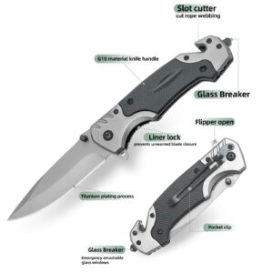 ZPFOE Folding Pocket Knife for Men, Switch Blade with Push Button, 3-in-1 Multitool Folding Knife,Pocket Clip Tactical Knife, EDC Pocket Knives for Self Defense, Camping, Hunting, Outdoor