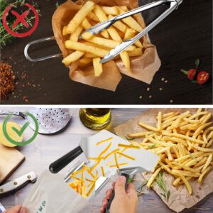 CYEAH 2 Pcs Double Handles Popcorn Scoop, Stainless Steel French Fry Bagger Commercial Popcorn Scoop, Potato Chip Serving Scooper Food Shovel for Snacks, Ice, Candy, Desserts, Dry Goods