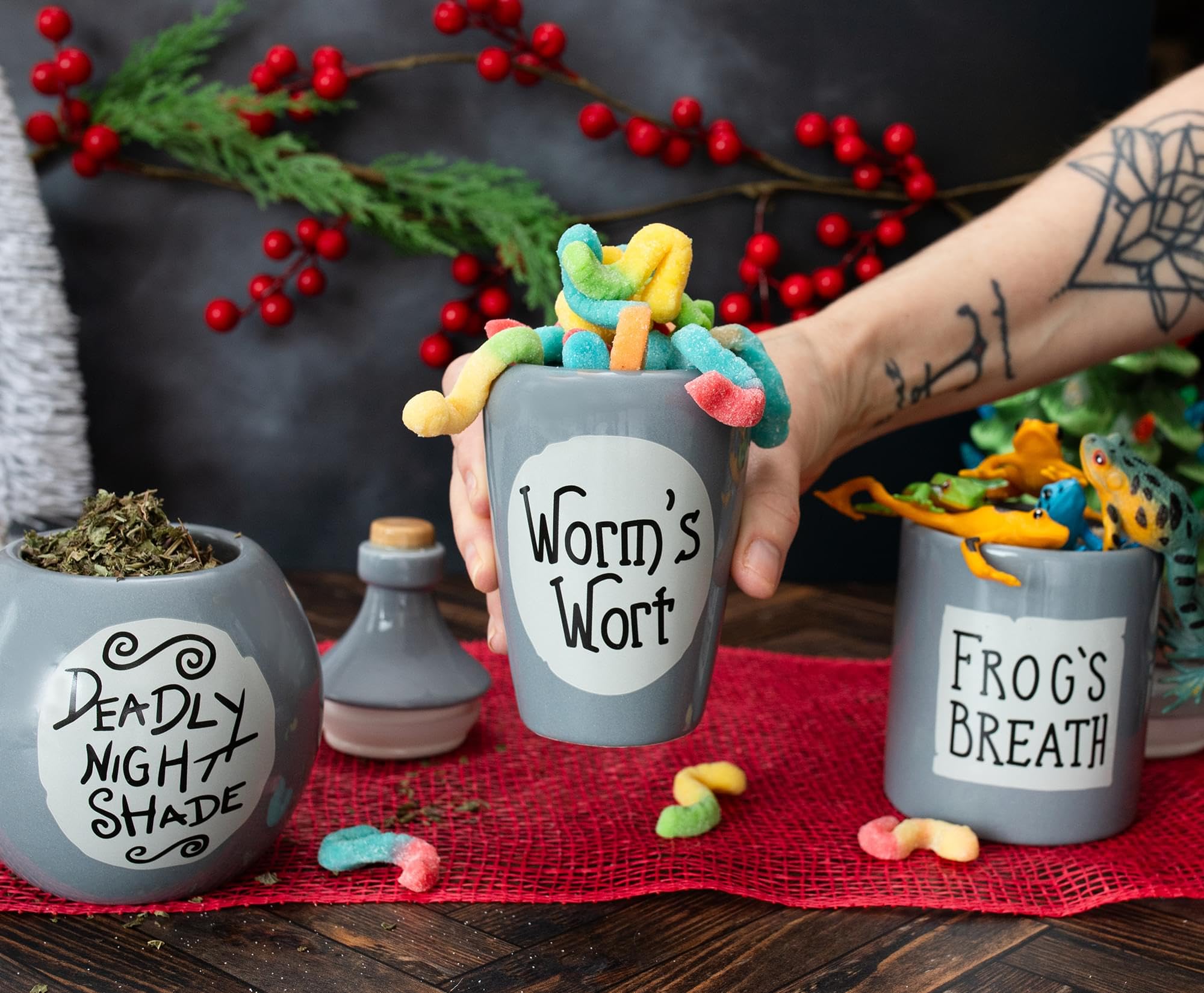 Disney The Nightmare Before Christmas Sally's Mini Storage Jars 3-Piece Set Replica | Sculpted Ceramic Kitchen Containers For Snacks