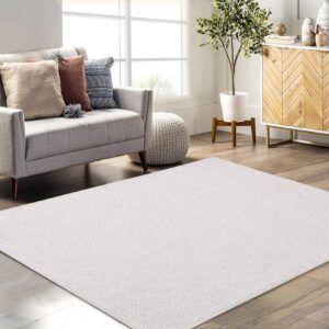 gaomon machine washable area rug 5x7 modern solid weaving textured area rug for living room bedroom farmhouse non-slip stain resistant accent rug carpet for home decor floor decoration, cream