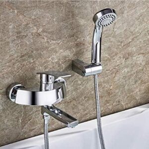 Kitchen Taps Brass Hot and Cold Bath Faucet Bathroom Faucet Set Bathroom Mixer with Hand Spray Shower Mixer Taps Bathtub Faucet