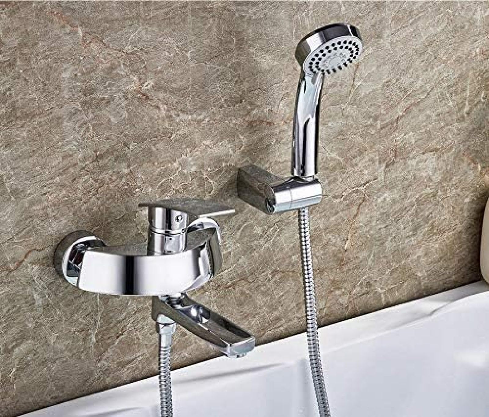 Kitchen Taps Brass Hot and Cold Bath Faucet Bathroom Faucet Set Bathroom Mixer with Hand Spray Shower Mixer Taps Bathtub Faucet