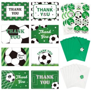 h1vojoxo 96pcs soccer thank you cards with envelopes and stickers thank you notes set sports ball greeting cards for coach football players blank appreciation cards for baby shower birthday party