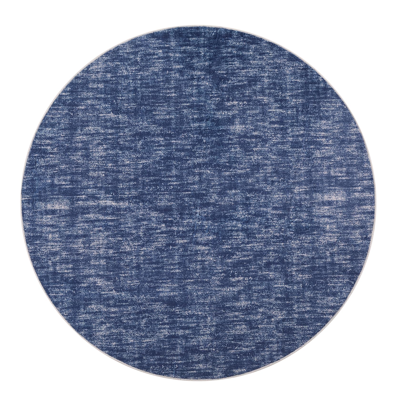 Zacoo Washable Rug for Living Room 4x4 Round Rug Solid Blue Rug Modern Carpet Non Skid Rug Distressed Area Rug for Bedroom Nursery Dorm Home Office, Blue