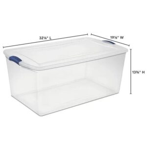 NJSB 105 Qt Ultra Latch Box, Stackable Storage Bin with Latching Lid, Organize Clothes, Sport Gear in Basement, Clear with Clear Lid, 1 Count