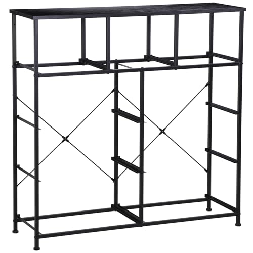 SUPER DEAL Dresser for Bedroom 9 Drawer Fabric Storage Tower Tall Chest Organizer Unit for Living Room Nursery Entryway Closets, Heavy Duty Steel Frame, Wood Top Black Grey