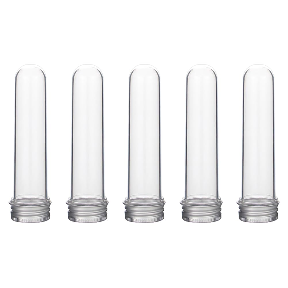 ccHuDE 5 Pcs Clear Plastic Test Tubes Transparent Test Bottles Party Favor Candy Tubes Bath Salt Vials Seed Beads Storage Tubes with Caps for Small Items 30ml