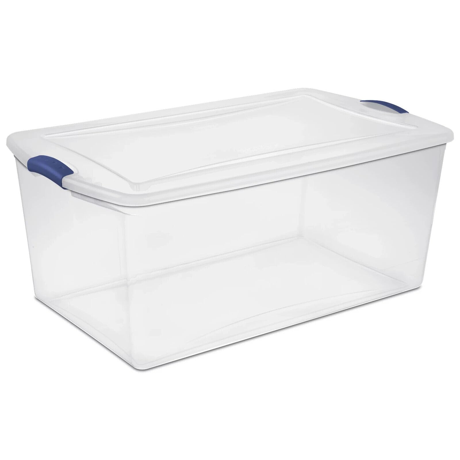 NJSB 105 Qt Ultra Latch Box, Stackable Storage Bin with Latching Lid, Organize Clothes, Sport Gear in Basement, Clear with Clear Lid, 1 Count