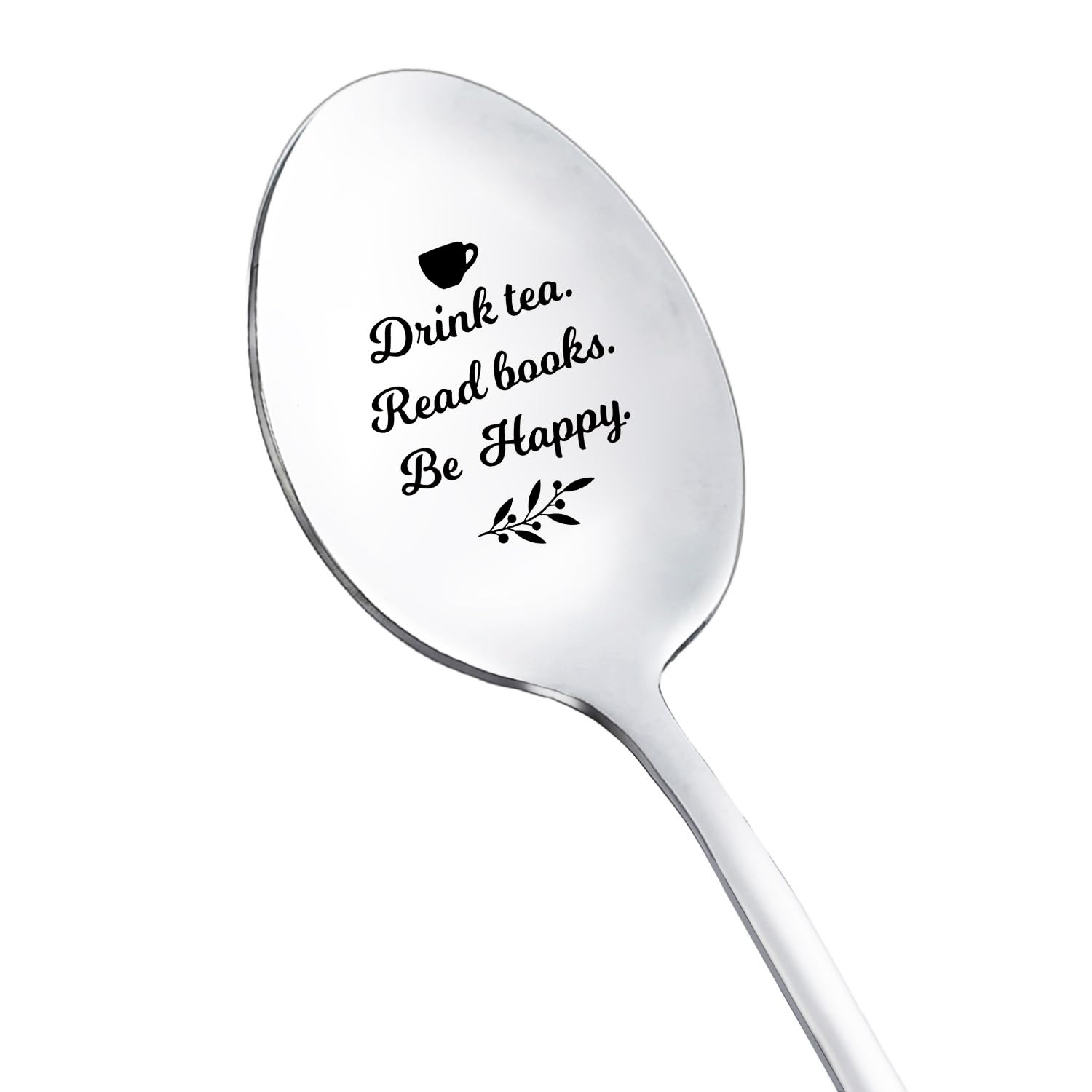 Christmas Birthday Gifts for Book Tea Lovers Women Men Drink Tea Read Books Be Happy Spoon for Readers Reading Lovers Gifts for Teen Adult Tea Drinkers Lover Gift Teaspoon