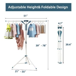 MLHpeak Tripod Clothes Drying Rack Folding Indoor, Portable Drying Rack Clothing and Height-Adjustable, Space Saving Laundry Drying Rack