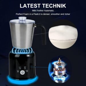 Aayujup Electric Milk Frother Steamer：4 In 1 Milk Frother Detachable Hot Chocolate Maker Cold Foam Maker Coffee Warmer Milk Steamer And Frother For Latte (Black Detachable frother)