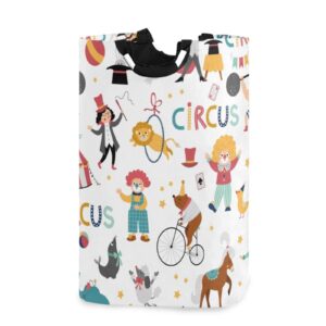 cataku animals circus baby laundry baskets collapsible, large tall clothes hampers for kids laundry room organizer foldable storage bins with handles