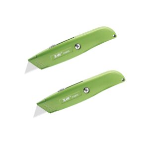 xw retractable utility knife, aluminum alloy box cutter-2 pack green