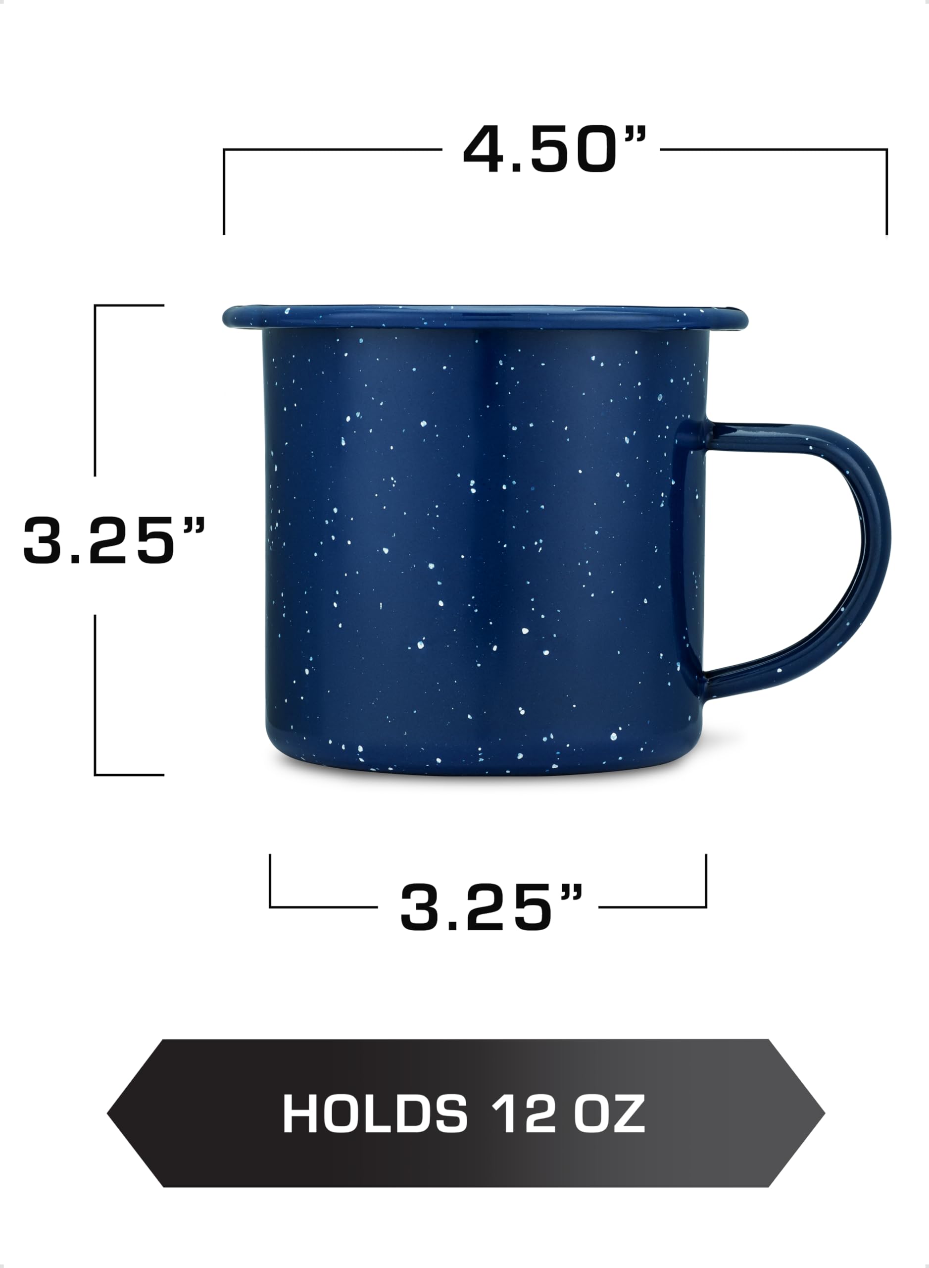 COLETTI Classic Camping Coffee Pot & Enamel Mug Set — Percolator Coffee Pot, Enamel Coffee Mug – Complete Nostalgic Bundle – German Imported Enamel Powder [12 oz, Set of 4] (Blue)