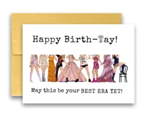 byqone funny birthday card styles- singer era birthtay foldable style - great sweet birthday gifts for women girls her him men for fans - includes 5x7 birthday card with envelope