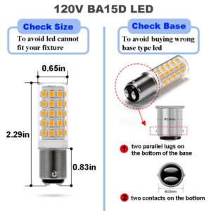 Yosenmi BA15D LED Bulb,100V-265V, 5W (50W 60W Halogen Bulb Equivalent), 650Lumen,Warm White 3000K Double Contact Bayonet Base Light Bulb, Non-Dimmable, Pack of 5