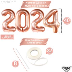 KatchOn, 2024 Gold Balloons Set - Huge 40 Inch, Pack of 25 | 2024 Balloons Graduation, Graduation Decorations Class of 2024 | Rose Gold Class of 2024 Balloons, Rose Gold Graduation Decorations 2024