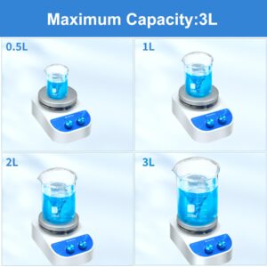 WEST TUNE Magnetic Stirrer Hot Plate Max 716℉/380℃, 3000mL Stirring Capacity Magnetic Stirrer with Heat, Magnetic Stirrer with 5.5 Inch Magnetic Stir Plate & 1500 RPM Magnetic Stirrer Hot Plate Mixer