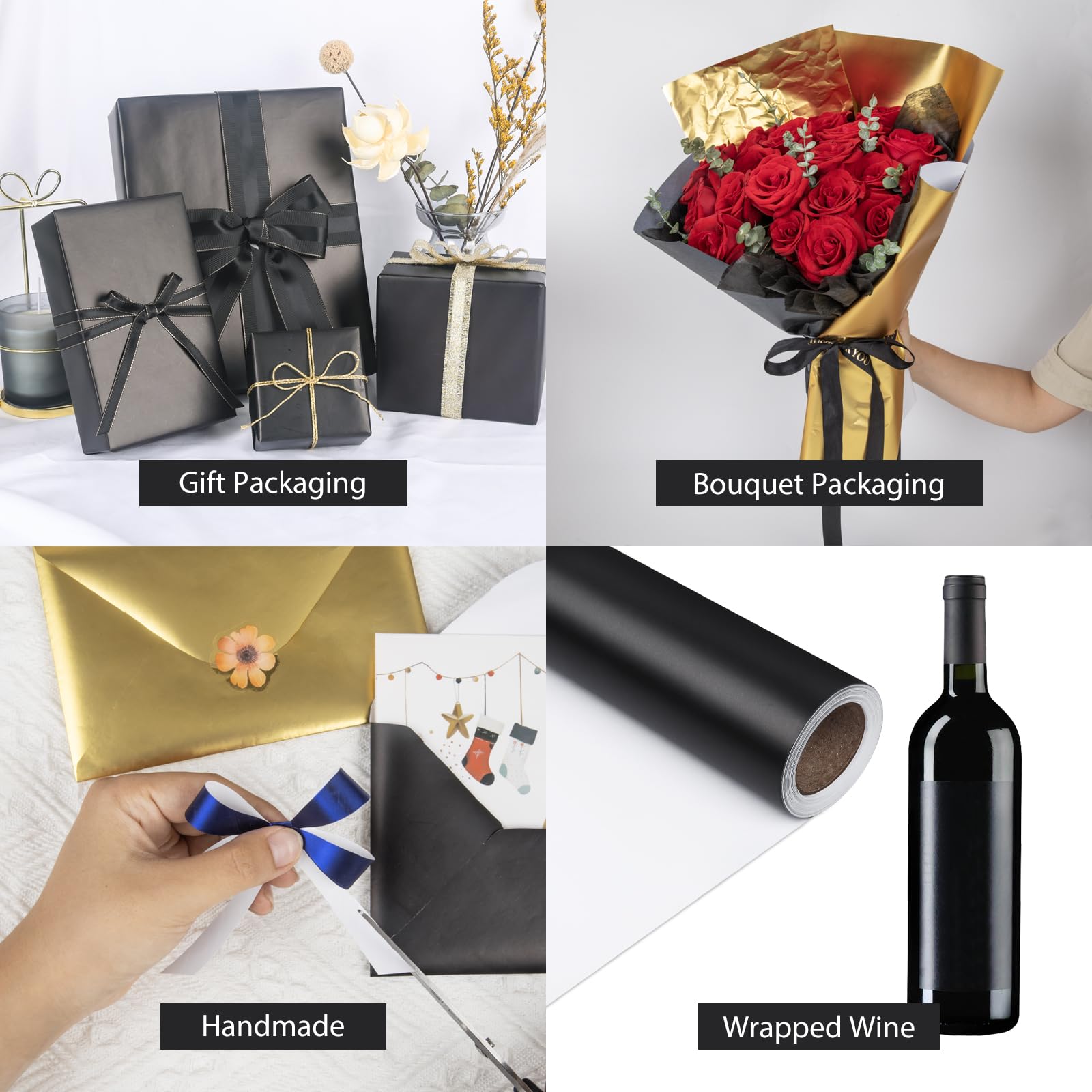 NESCCI Christmas Wrapping Paper,Matte Metal Black Wrapping Paper, Solid Color Paper,Gift Wrapping Paper,Perfect for Wedding,Valentine's Day,Birthday, Christmas,Baby Shower (17.5 Inches X 32.8 Feet)