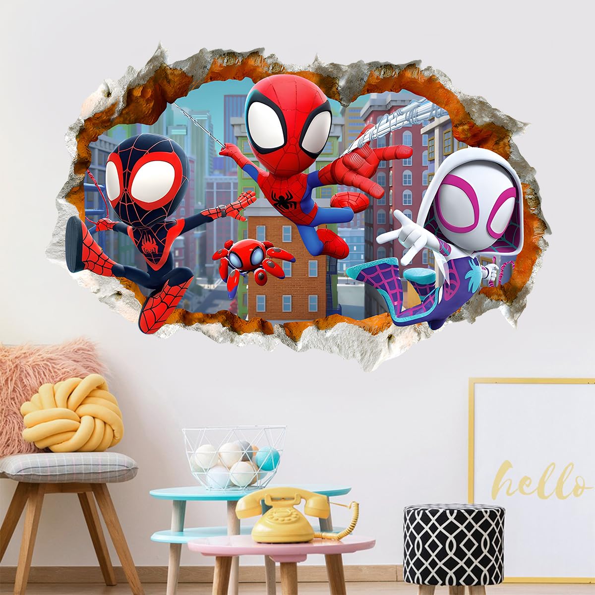 Spider and His Best Friends Sticker Children's Cartoon Bedroom Background Wall Decoration Wall Sticker PVC (1)