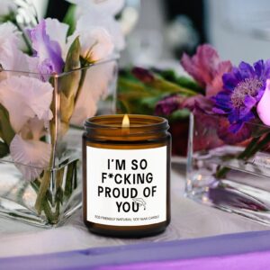 JOYSELLER Funny Graduation Gift for Her/Him, So Proud of You Graduation Candle for Party Decorations, Gardenia Scented Candle High School College Grad Gift, Best Friend Gift