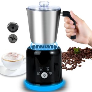 aayujup electric milk frother steamer：4 in 1 milk frother detachable hot chocolate maker cold foam maker coffee warmer milk steamer and frother for latte (black detachable frother)