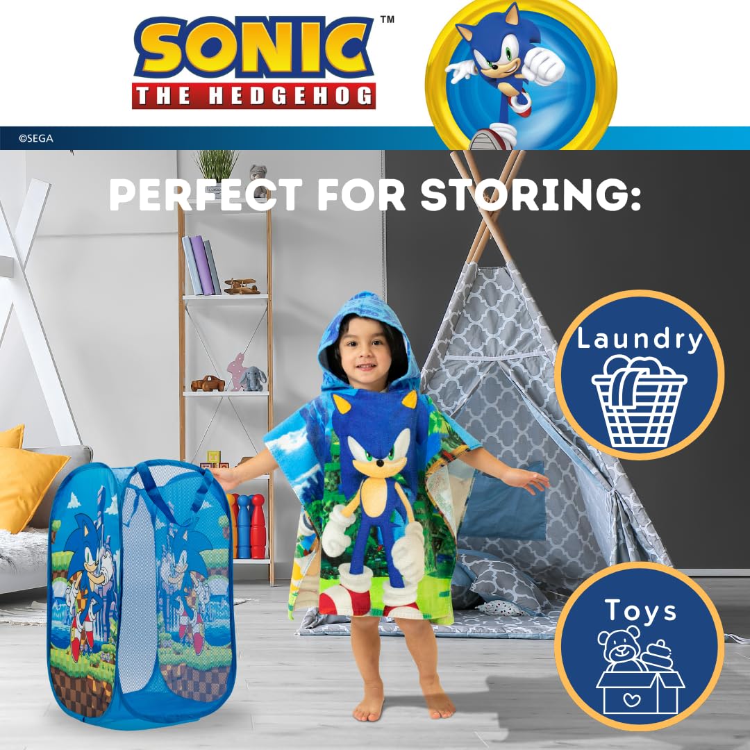 Sonic Anime Kids Room Collapsible Storage Bin Pop Up Hamper, One Size, (100% Officially Licensed Product)