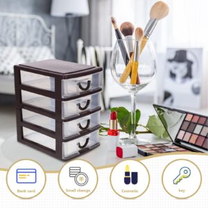 STOBAZA 4 Tier Plastic Storage Drawer Units, Home Office Storage Organizer Case Clear Plastic Drawers Organizer, Small Storage Drawers Containers, Cosmetics Makeup Organizer Station Cube