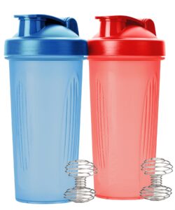 mr. pen- shaker bottles for protein mixes, 28 oz, 2 pack, red and blue, protein shaker bottle with wire whisk ball, shaker cup, mixer bottle, protein shake bottles, protein shake bottle