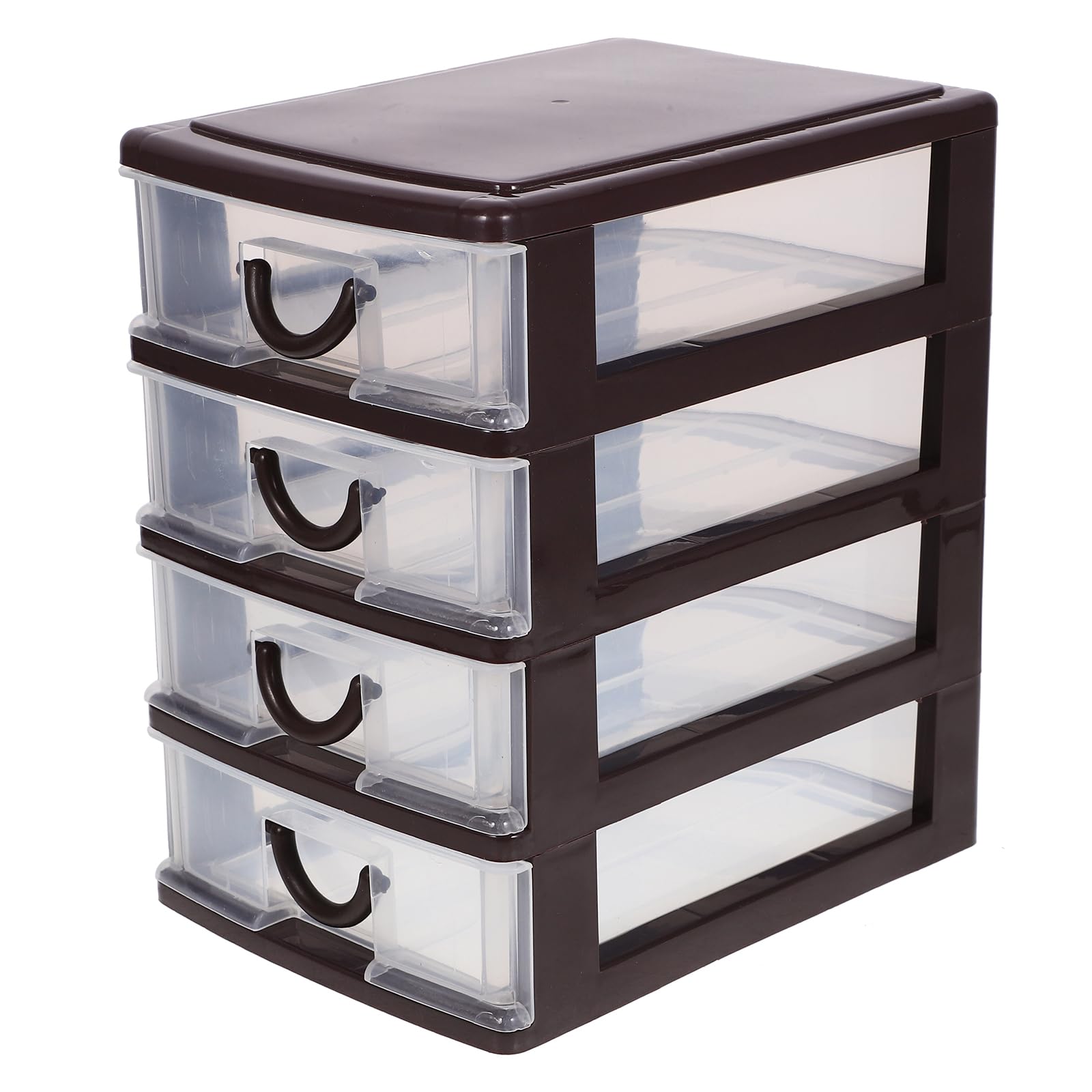 STOBAZA 4 Tier Plastic Storage Drawer Units, Home Office Storage Organizer Case Clear Plastic Drawers Organizer, Small Storage Drawers Containers, Cosmetics Makeup Organizer Station Cube