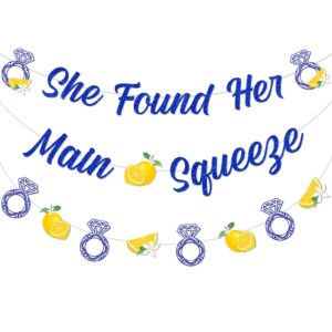 lemon and blue bridal shower decorations she found her main squeeze banner lemon and diamond ring garland for lemonade bridal shower bachelorette wedding engagement party supplies