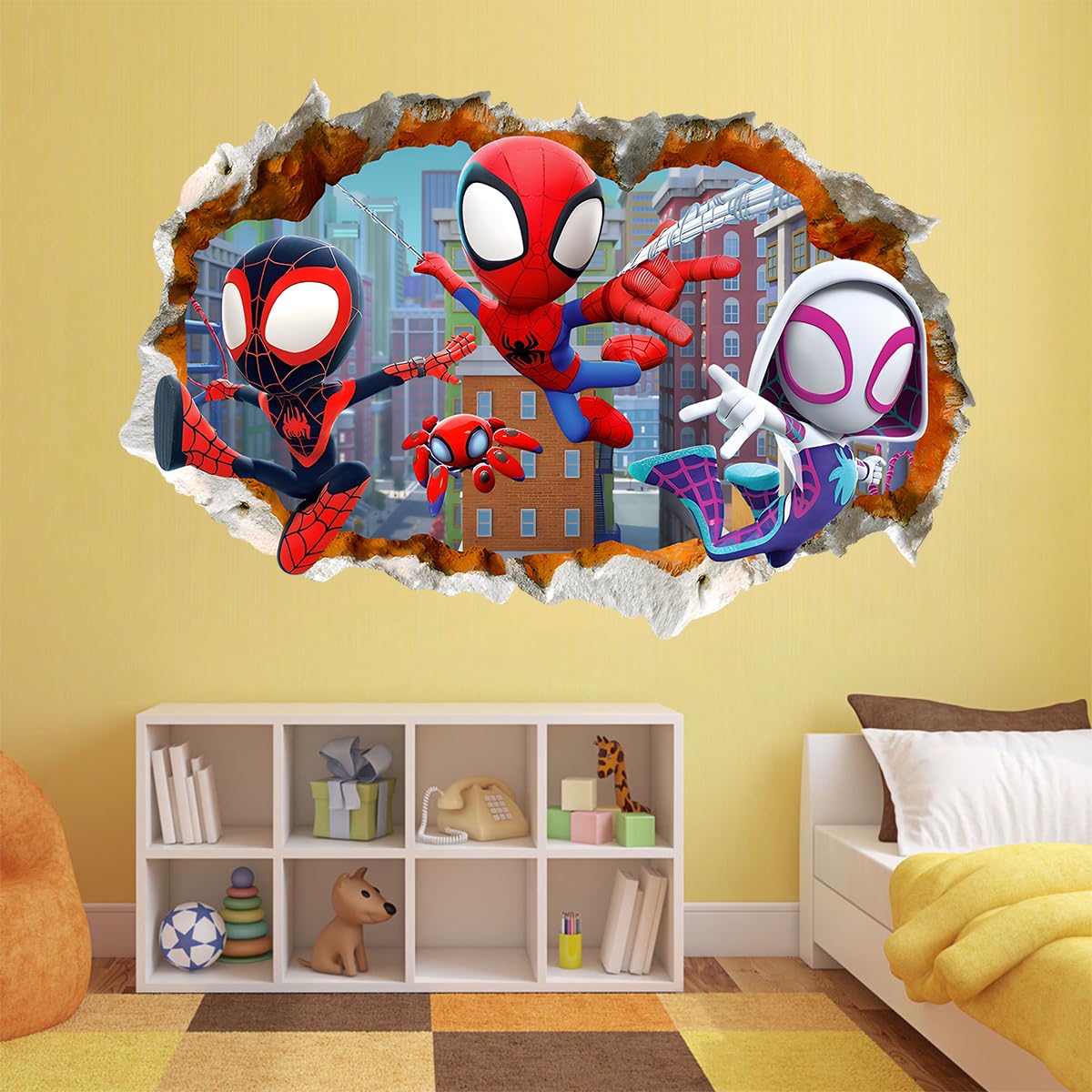 Spider and His Best Friends Sticker Children's Cartoon Bedroom Background Wall Decoration Wall Sticker PVC (1)