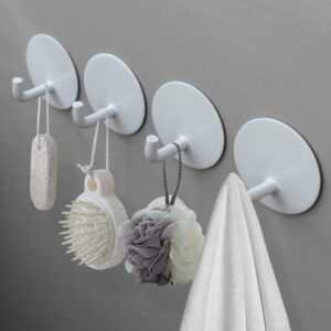 oudbo molartte 4-packs adhesive towel hooks, sus304 stainless steel traceless wall hooks bathroom or kitchen, for hanging coat, hat, towel. white