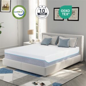 Dyonery Queen Size Mattress 12 Inch Gel Memory Foam CertiPUR-US Certified Mattress in A Box, Made in USA, 80"×60"×12"