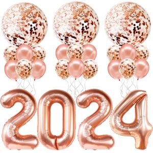 katchon, 2024 gold balloons set - huge 40 inch, pack of 25 | 2024 balloons graduation, graduation decorations class of 2024 | rose gold class of 2024 balloons, rose gold graduation decorations 2024