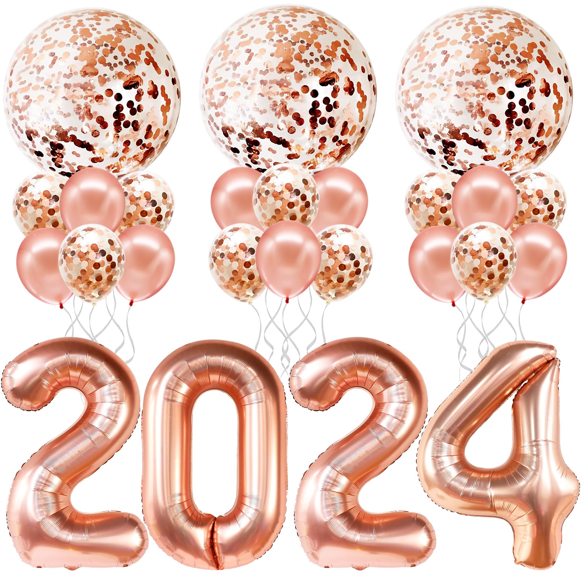 KatchOn, 2024 Gold Balloons Set - Huge 40 Inch, Pack of 25 | 2024 Balloons Graduation, Graduation Decorations Class of 2024 | Rose Gold Class of 2024 Balloons, Rose Gold Graduation Decorations 2024