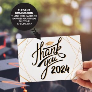 50 Pack Gold-Foiled Thank You Cards for Graduation with Envelopes & Stickers - 10 Designs Blank Inside Graduation Thank You Cards with Envelopes, 6x4in Thank You Graduation Cards Grad Thank You Cards