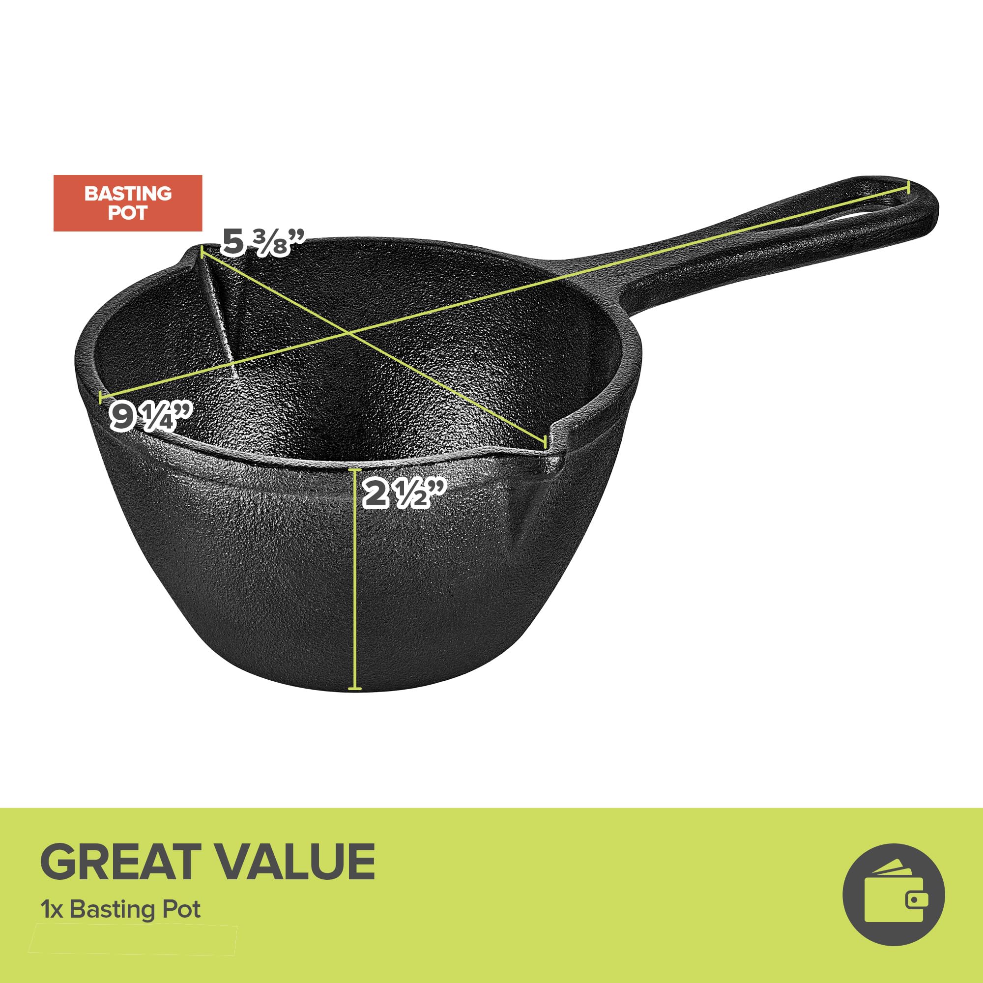 Modern Innovations Cast Iron Melting Pot, Cast Iron Basting Pot for Grill Cooking, Cast Iron Saucepan, Simmer Sauce and Butter, Small Cast Iron Pot, Mini Cast Iron Bowl for Sauces