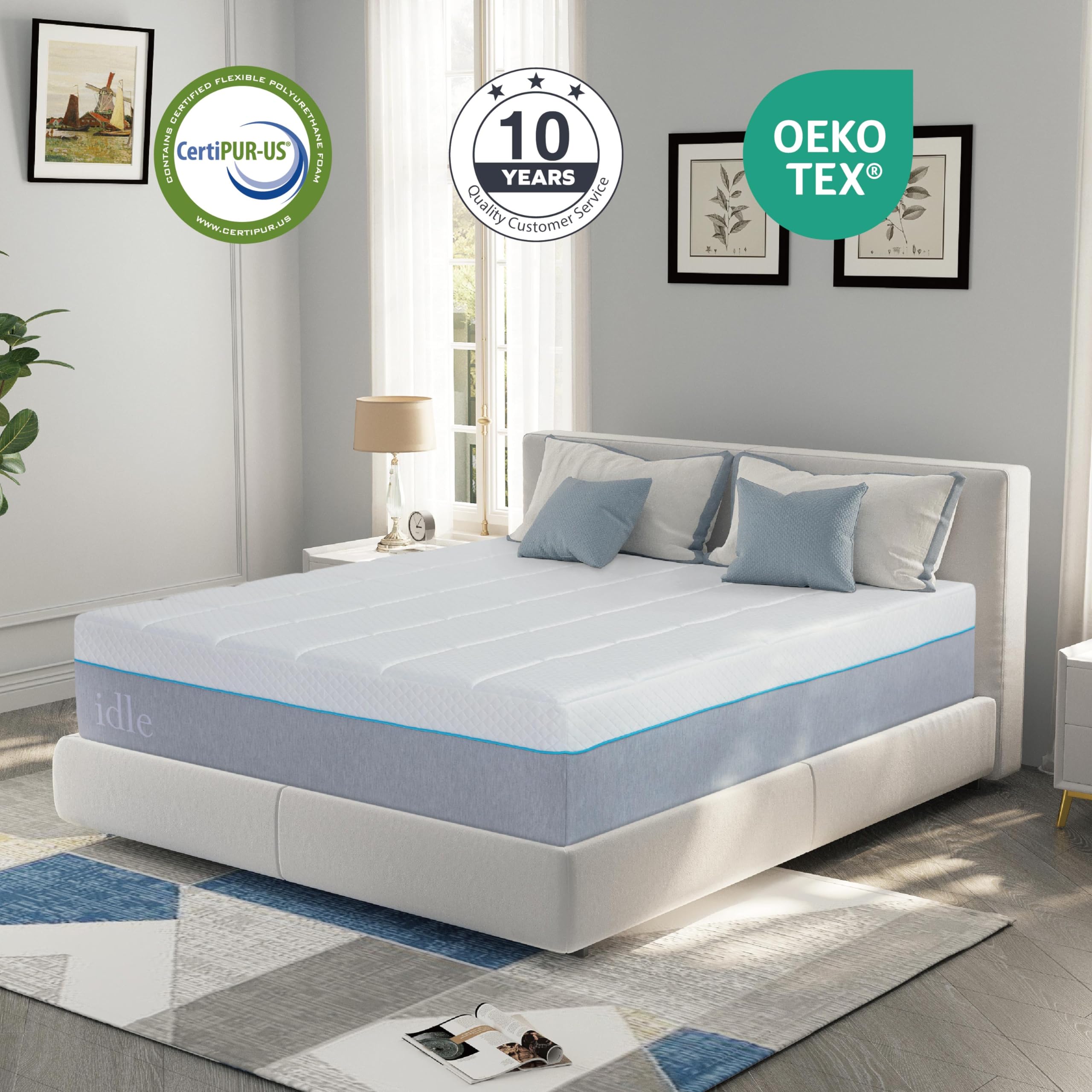 Dyonery King Size Mattress 14 Inch Gel Memory Foam CertiPUR-US Certified Mattress in A Box, Made in USA, 80"×76"×14"