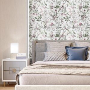 Erfoni 17.7"x118" Floral Wallpaper Boho Peel and Stick Wallpaper Floral and Leaf Contact Paper for Bedroom Decorative Wallpaper Self Adhesive Wallpaper Flower Removable Wall Paper Covering Wall Vinyl