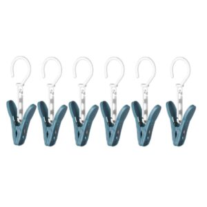 generic 6pcs rotatable laundry hooks clip, plastic clothes pin hooks rotating hanging laundry clip clothes pegs for drying clothes hat towel socks(dark blue), amxe10gd5zus