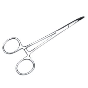 lwuey hemostat forceps, stainless steel pet dog grooming ear cleaning clamp pets cat ears hairs tweezers with curved tip antislip locking forceps remover tools supplies trimmer accessories(large)