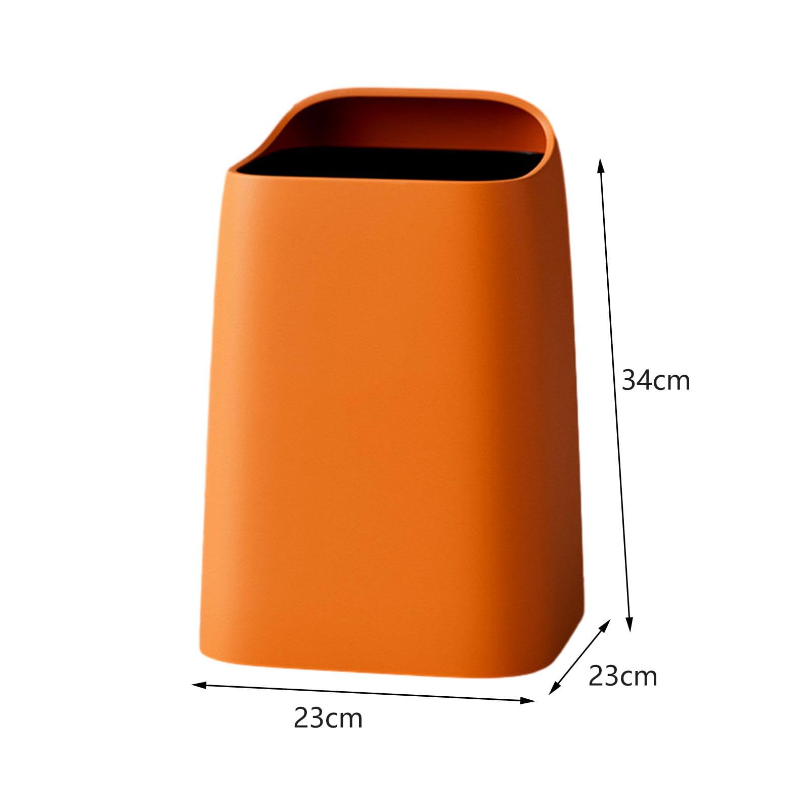 ＫＬＫＣＭＳ Trash Can Waste Basket Minimalist Durable Dustbin Household Garbage Container Can Recycle Bin for Office Dorm Laundry Bedroom, Orange